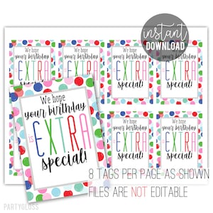 Extra Special Birthday Printable Gift Tags, Chewing Gum Tag Classmate ...