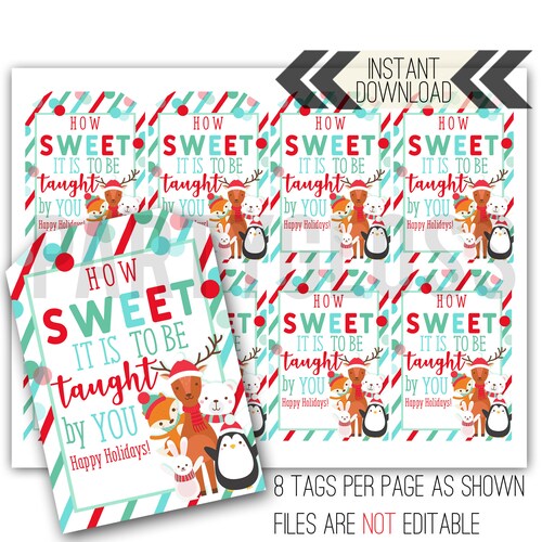 Christmas Holiday Teacher Gift Printable Tag Christmas - Etsy