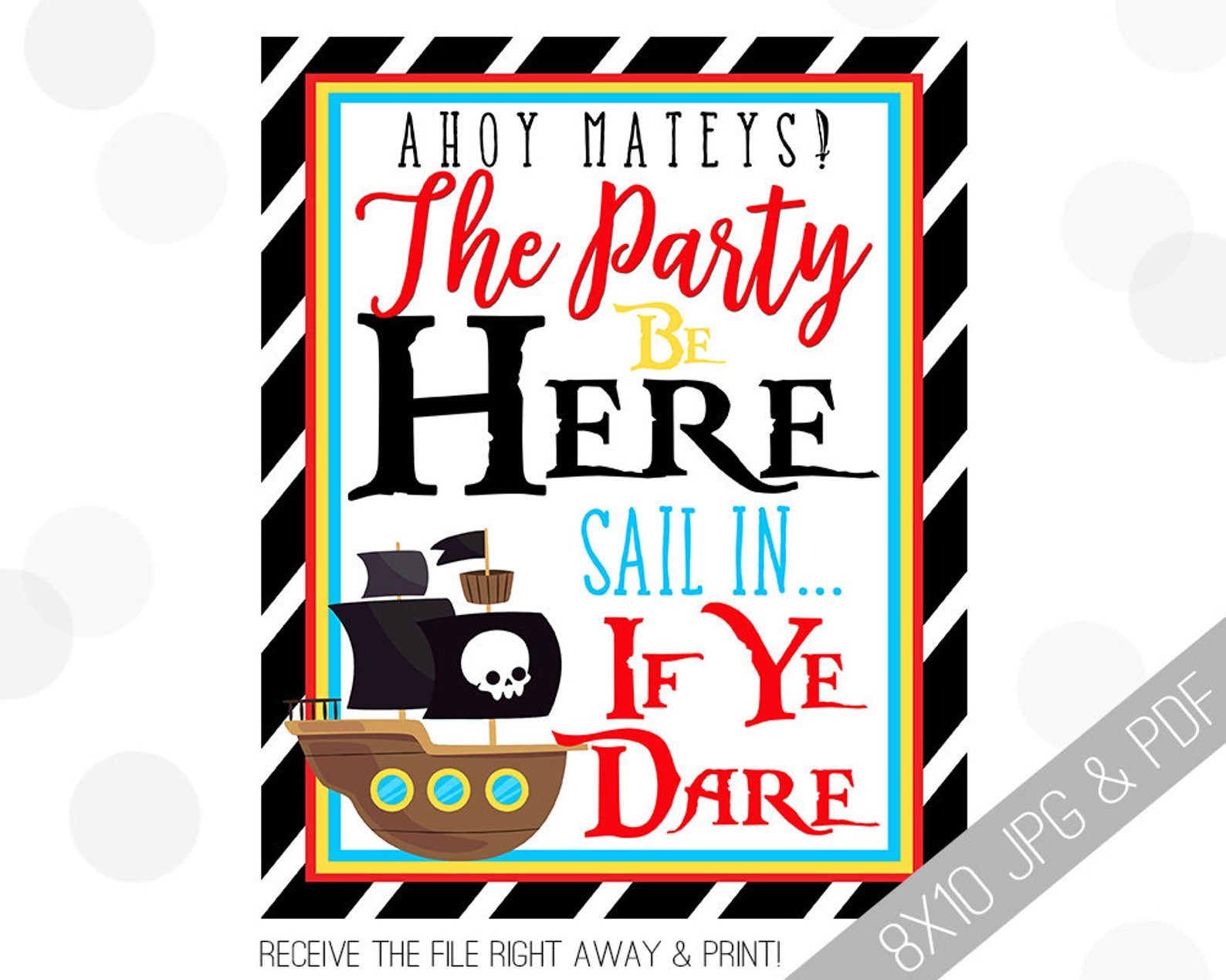 Pirate Party Printable Sign Pirate Welcome Sign Pirate - Etsy