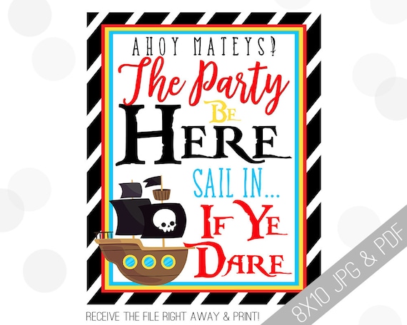 Pirate Party Sign Printables Party Set Printable. Pirate Theme Party