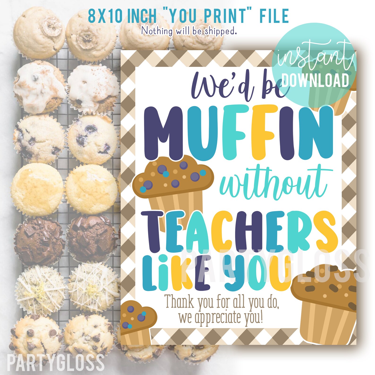 Teacher Appreciation Print Muffin Teacher Appreciation - Etsy