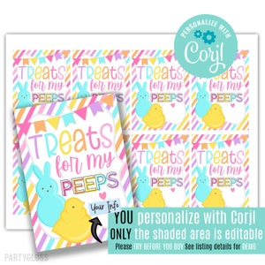 Editable Easter Peeps Printable Tags, Treats for My Peeps, Staff ...