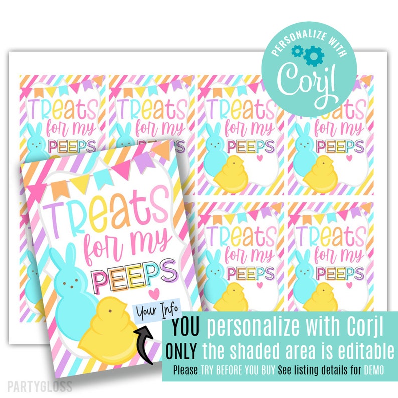Editable Easter Peeps Printable Tags, Treats for My Peeps, Staff ...