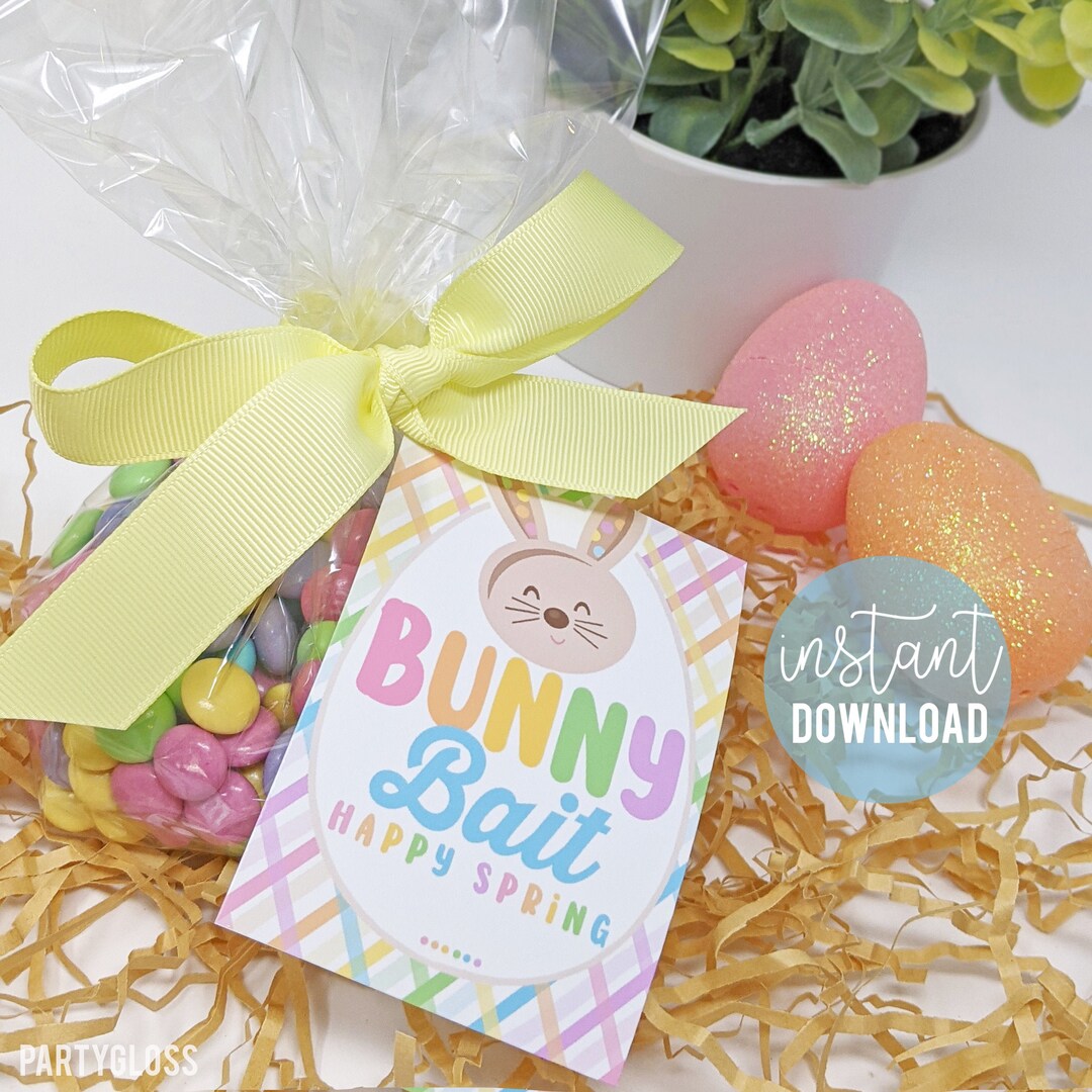Bunny Bait Printable Tags Happy Spring Tag Easter Basket Treats Office ...