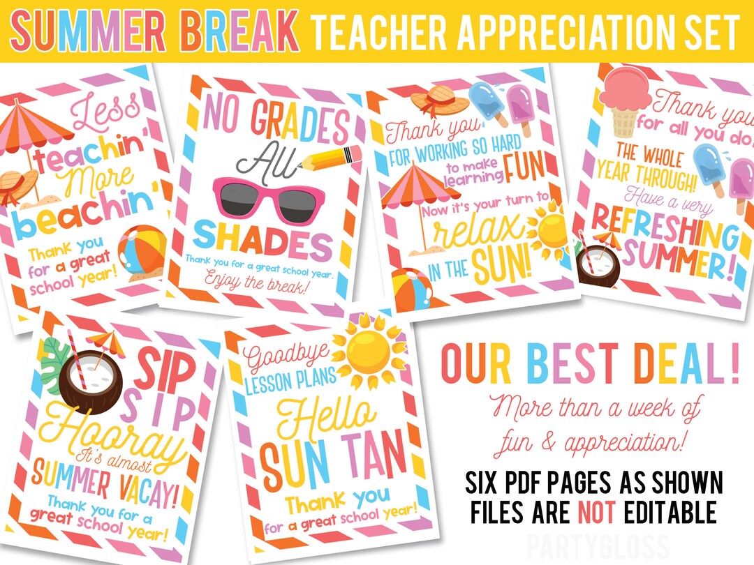 End of the Year Teacher Appreciation Bundle, 8.5x11 Printables, Lunch ...