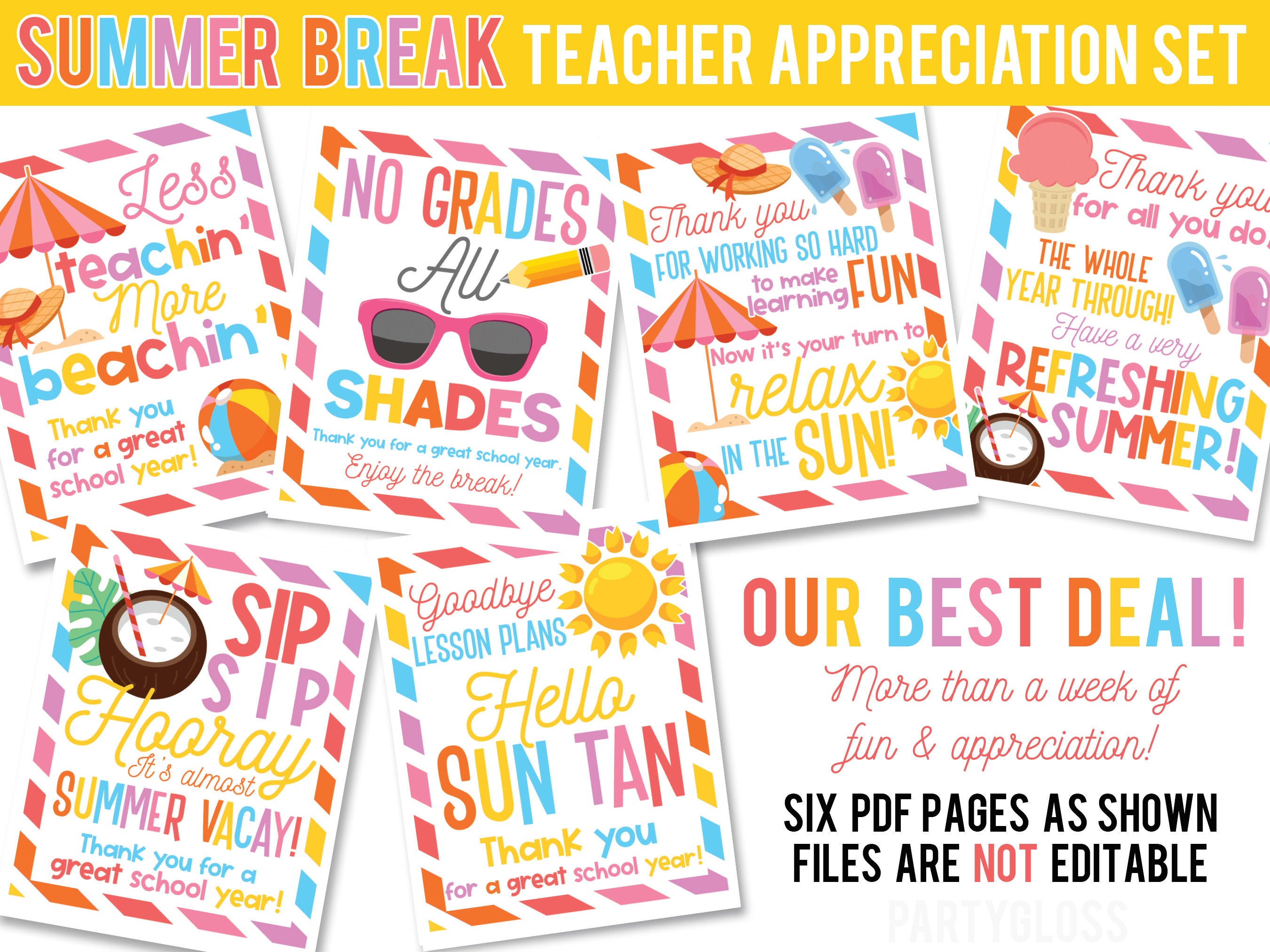 End of the Year Teacher Appreciation Bundle, 8.5x11 Printables, Lunch ...