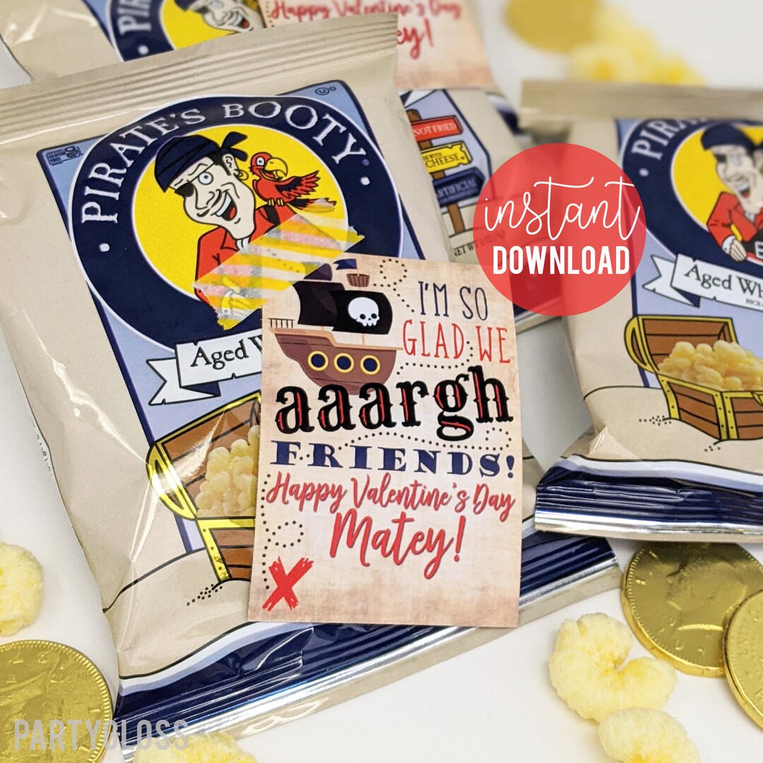 Pirate Valentine's Day Printable Tags Valentine Booty Class Team Friend ...