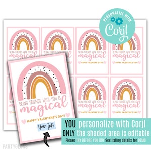 Editable Boho Rainbow Valentine's Day Printable Tags Magical Valentine ...