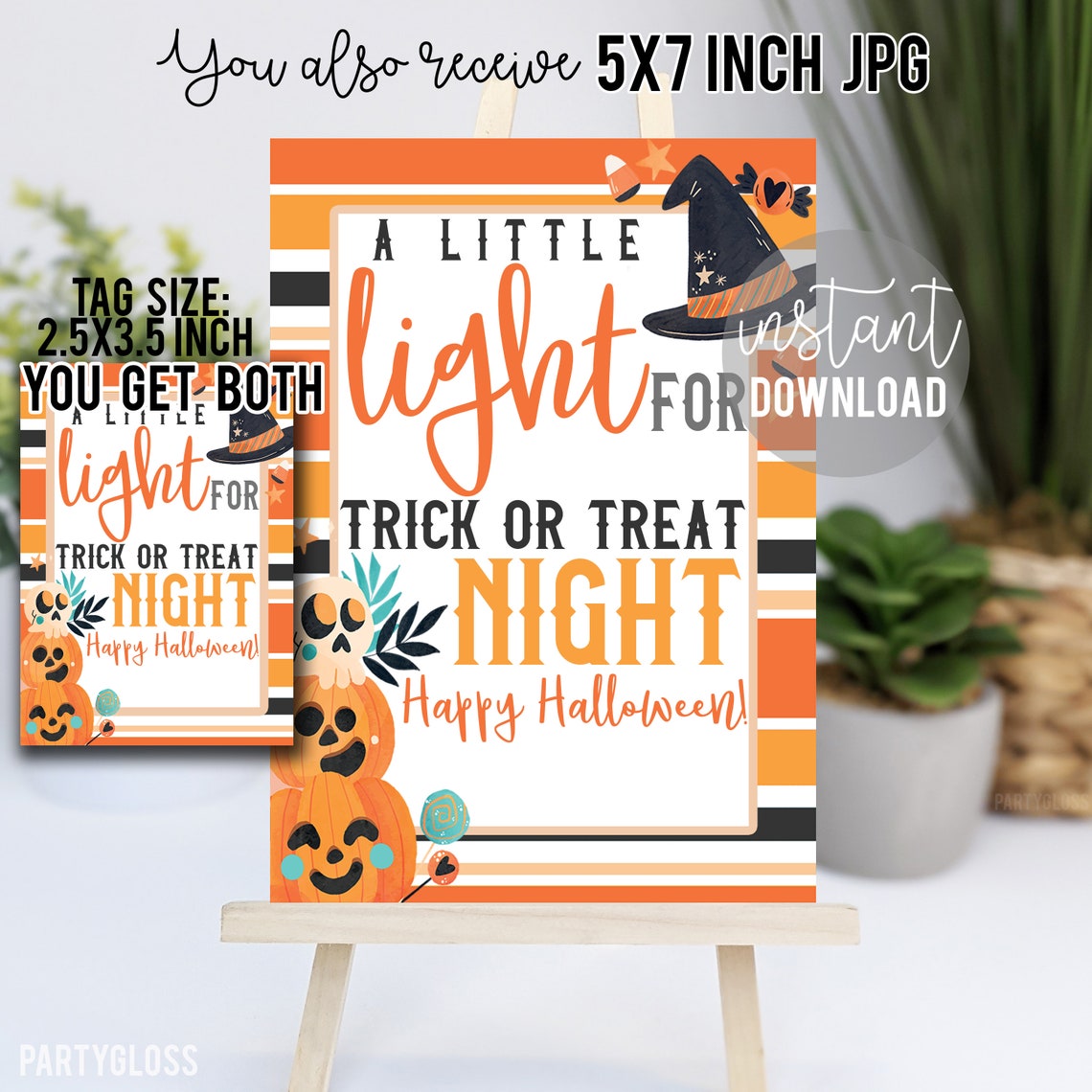 Halloween Glow Stick Printable Tag Trick or Treat Tag - Etsy