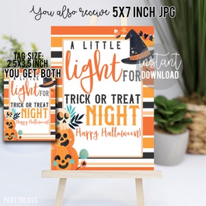 Halloween Glow Stick Printable Tag | Trick or Treat Tag | Candy Tags ...