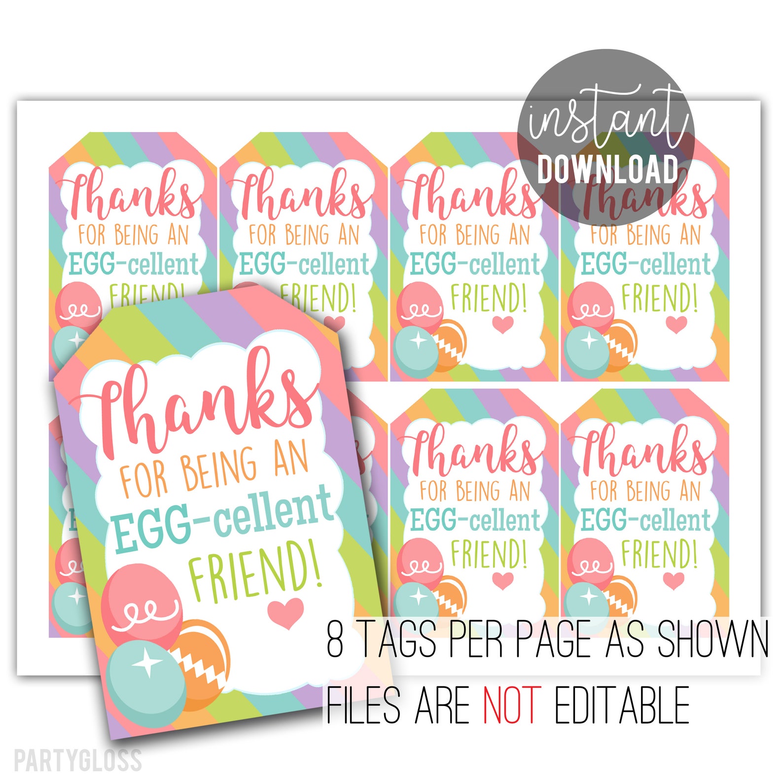 Easter Appreciation Printable Tags Thanks for Being an - Etsy