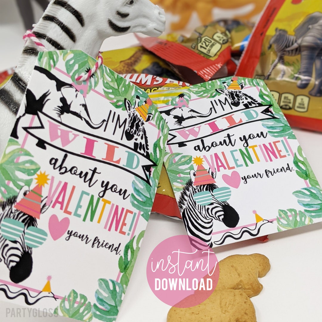 Wild Animal Valentine's Day Printable Tags Jungle Valentine Wild About ...