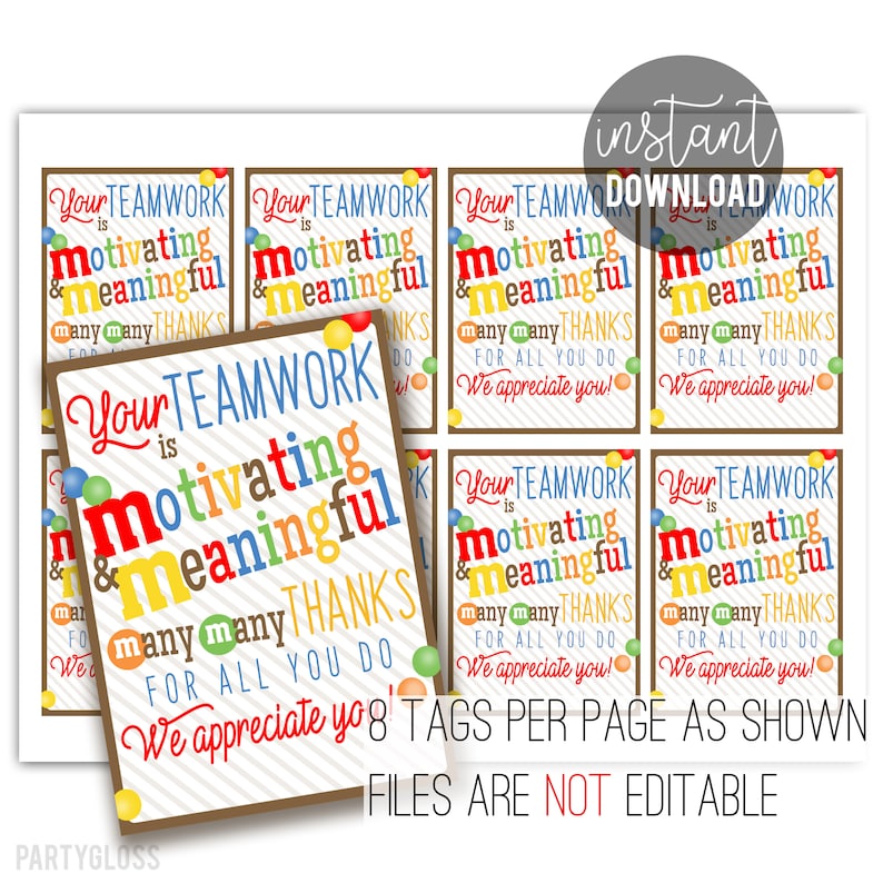 Teamwork Employee Appreciation Printable Tag Employee Tags - Etsy