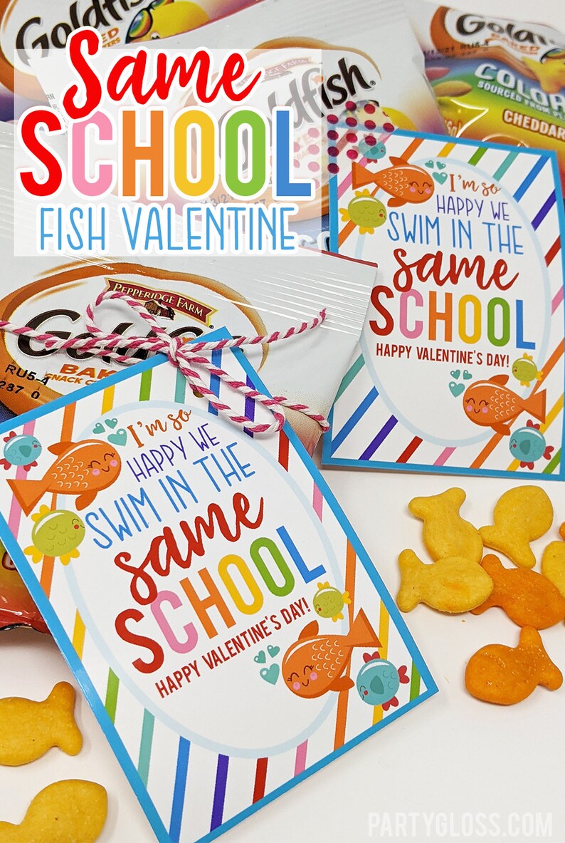 Fish Valentine's Day Printable Tag Swedish Valentine | Etsy