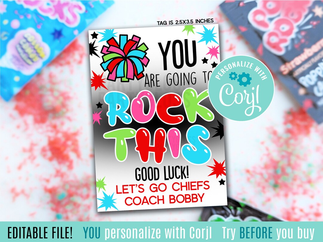 Editable Cheer You Are Going to Rock This Good Luck Printable Gift Tags ...