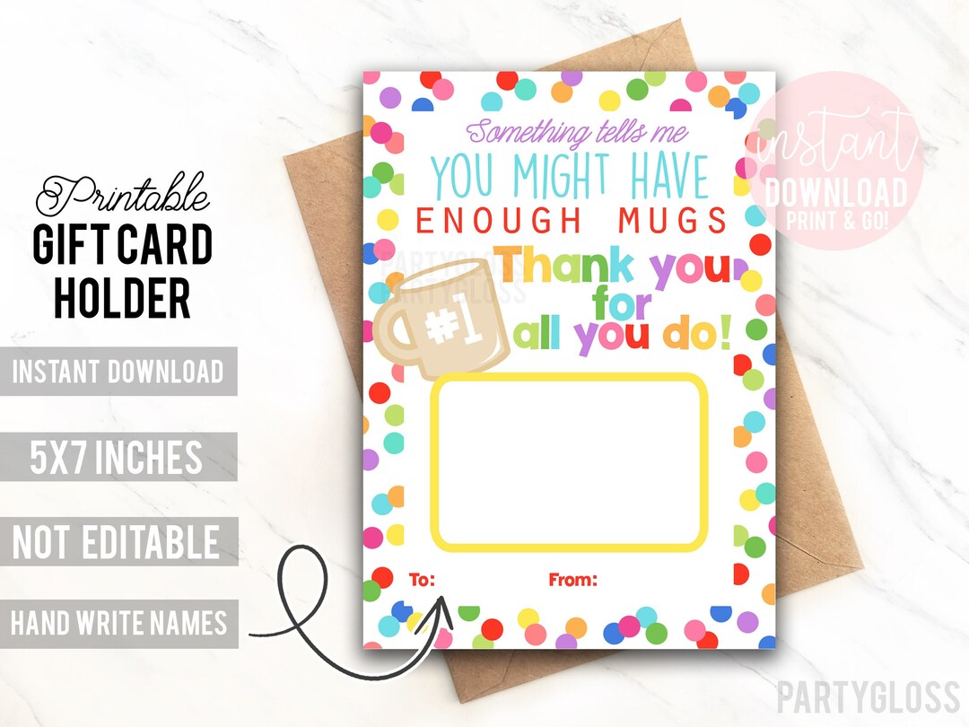 Teacher Appreciation Printable Gift Card Holder, Thank You for All You ...
