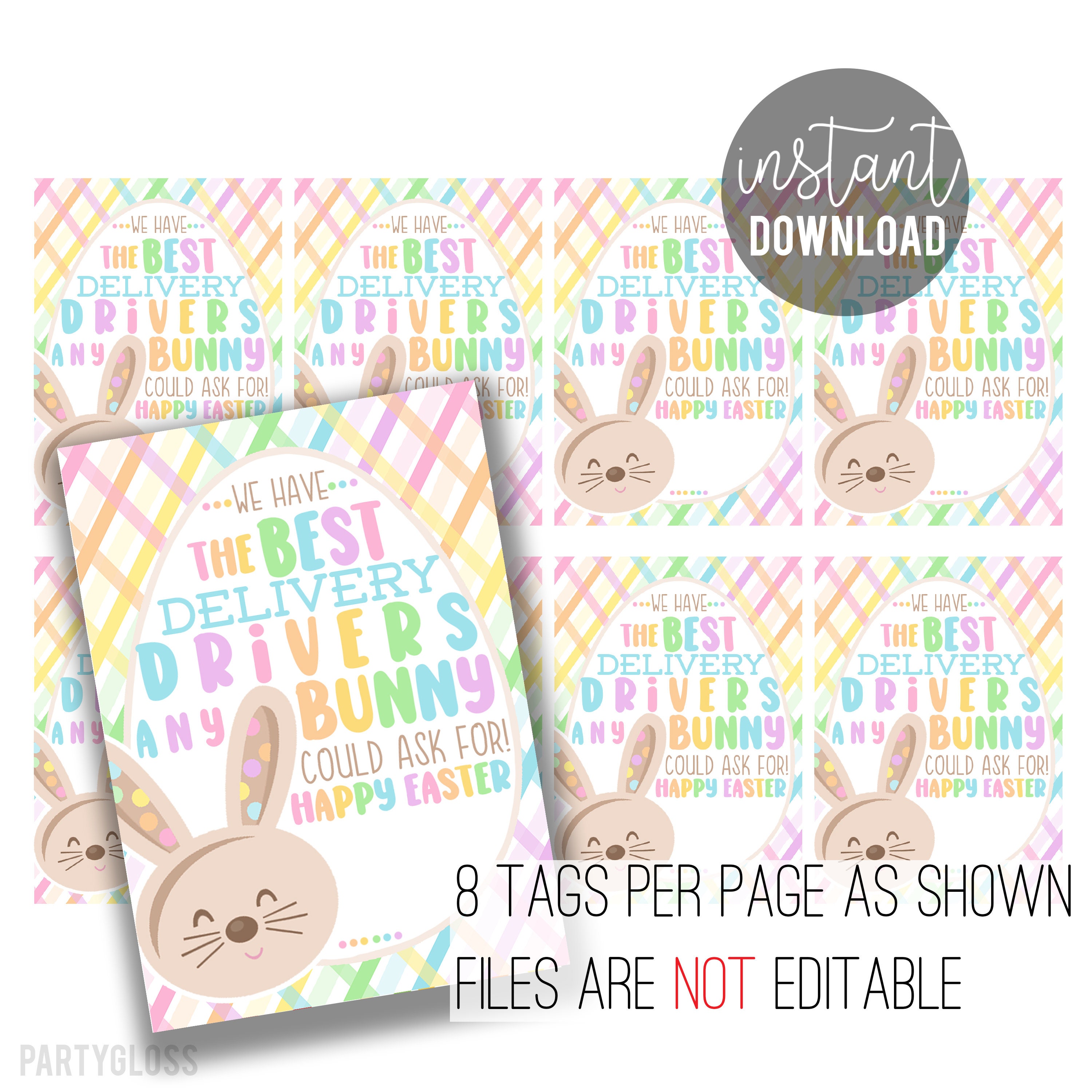 Delivery Driver Appreciation Printable Tags, Happy Easter Bunny Spring ...