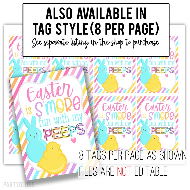 S'mores Peeps Printable Bag Toppers, Happy Easter Tag Smores Gift S ...