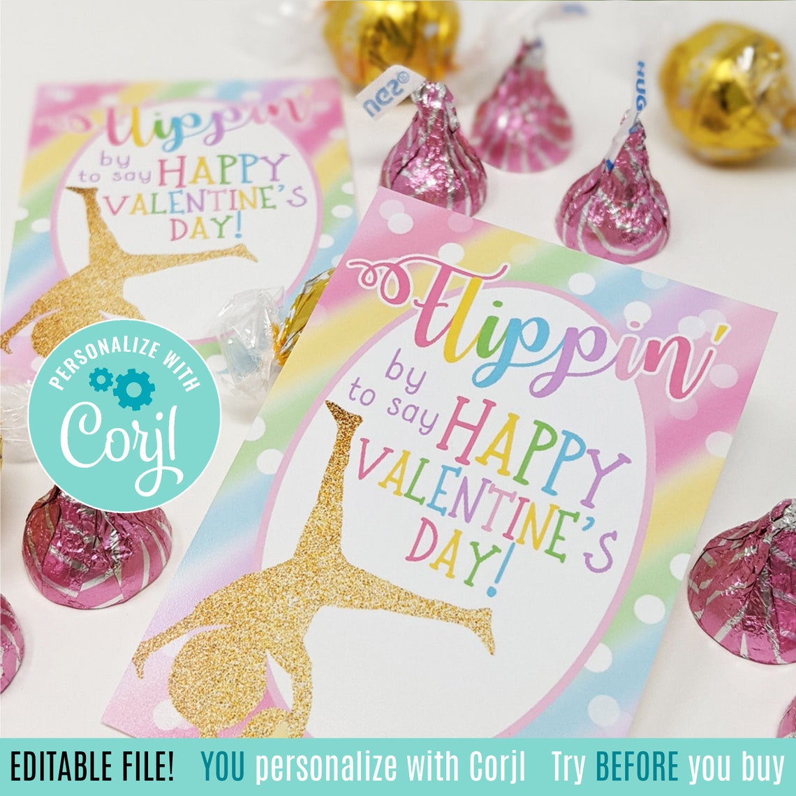 Editable Gymnastics Valentine's Day Printable Flippin by | Etsy
