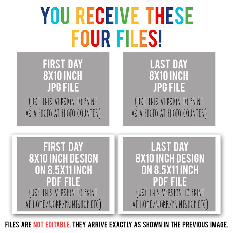 First Day of Fourth Grade 8x10 Printable Sign Back to School - Etsy