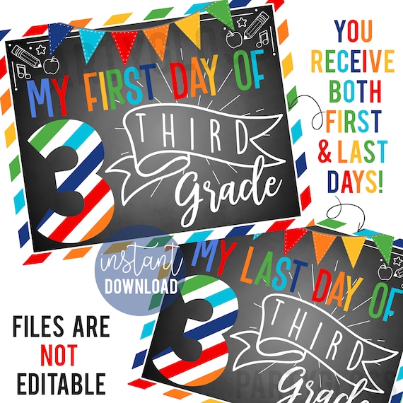 First Day of Third Grade 8x10 Printable Sign Back to School - Etsy