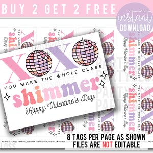 Shimmer and Shine Valentine's Day Printable Tag, Disco Aesthetic ...