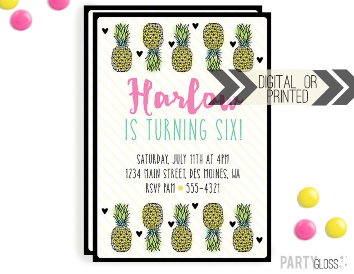 Pineapple Invitation Pineapple Invites Digital or Printed - Etsy