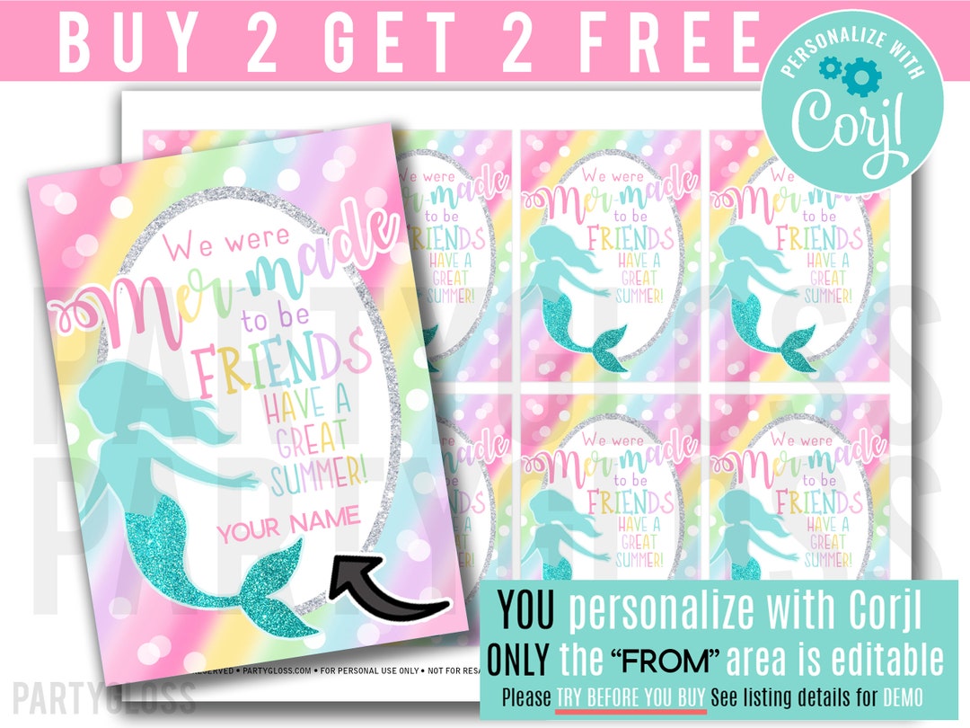 Editable Mermaid End of Year Printable Tags We Were Mer-made to Be ...