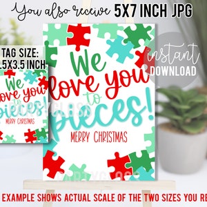 We Love You to Pieces Printable Gift Tags, Puzzle Present Merry ...