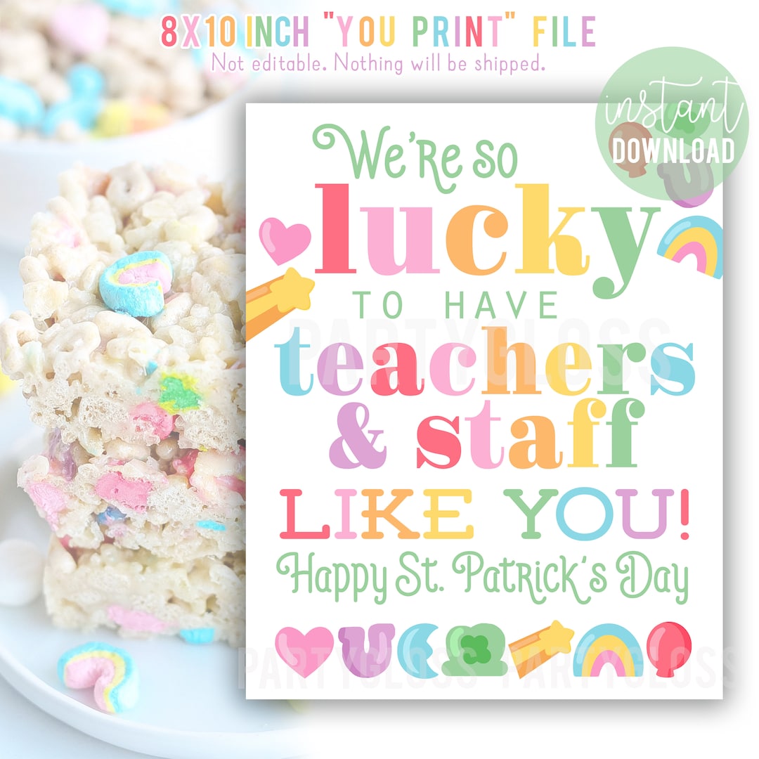 Teachers and Staff Appreciation Printable Sign, Staff St. Patrick's ...