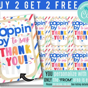 Editable Appreciation Printable Tags Poppin by to Say Thank You Gift ...