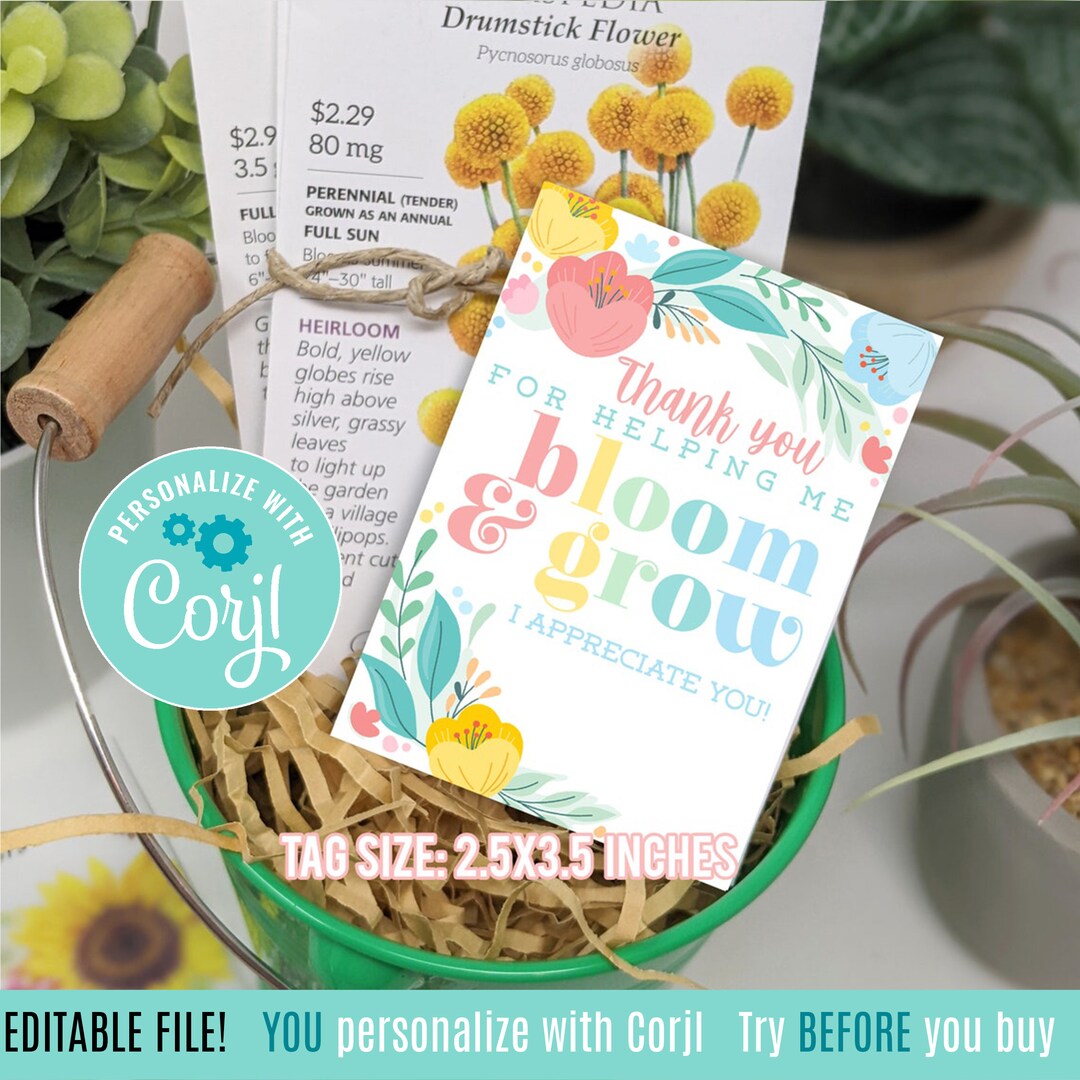 Editable Bloom and Grow Printable Teacher Tags | Thank You Teachers ...
