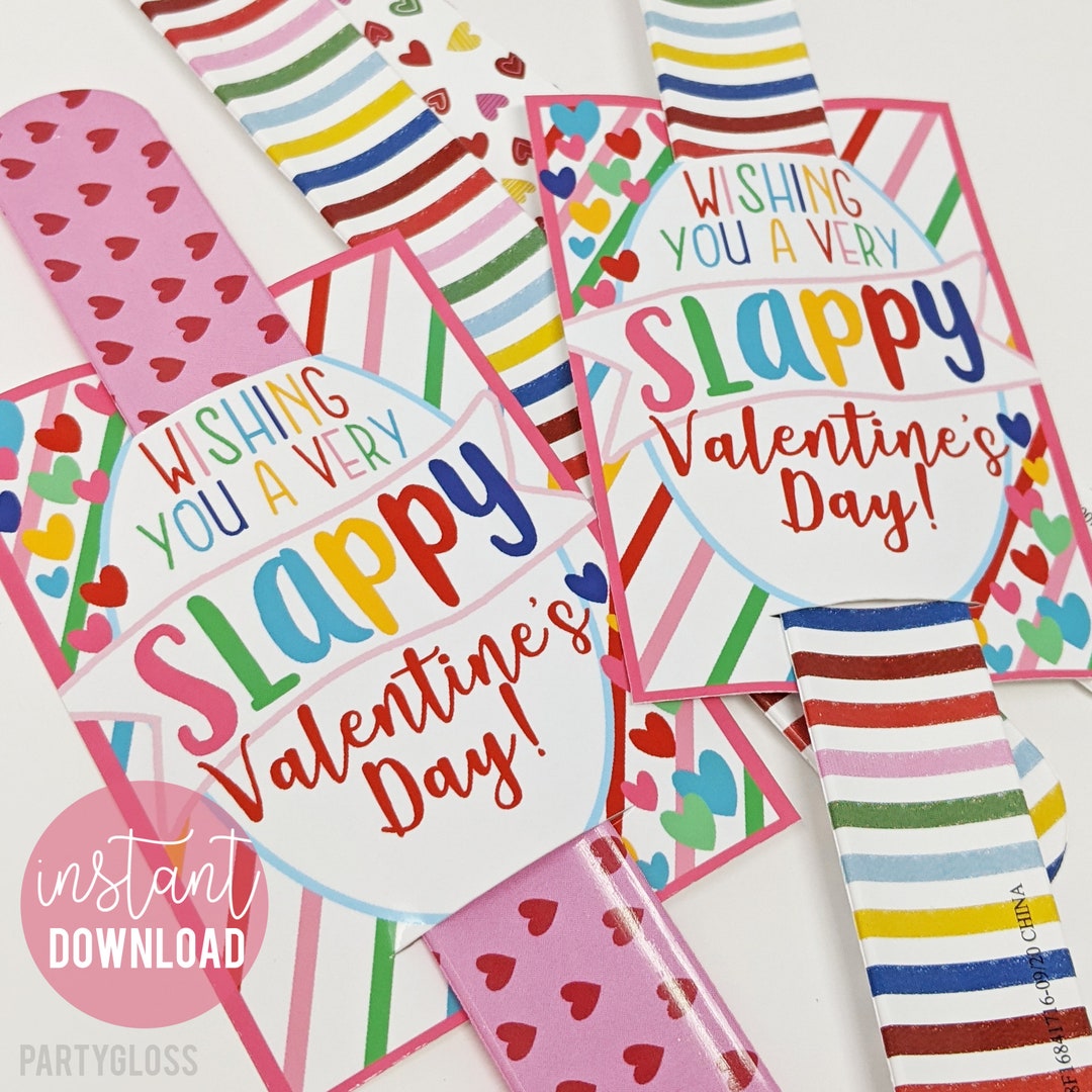 Slap Bracelet Valentine's Day Printable, Slap Valentine, Valentine Tag ...