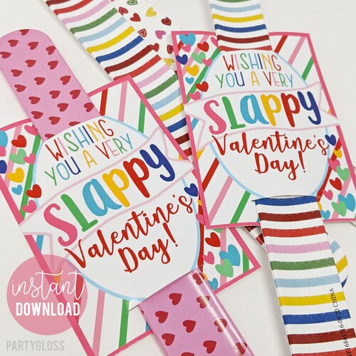 Slap Bracelet Valentine Slappy Valentine's Day Tag Slappy - Etsy