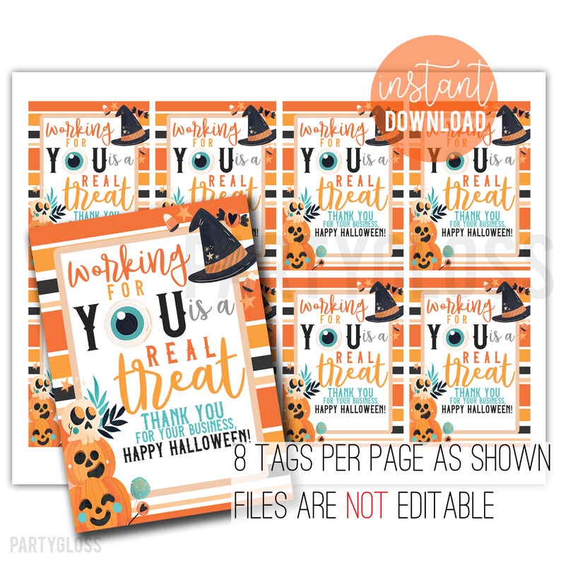 Halloween Appreciation Printable Tag | Customer Tags | Candy Tags ...