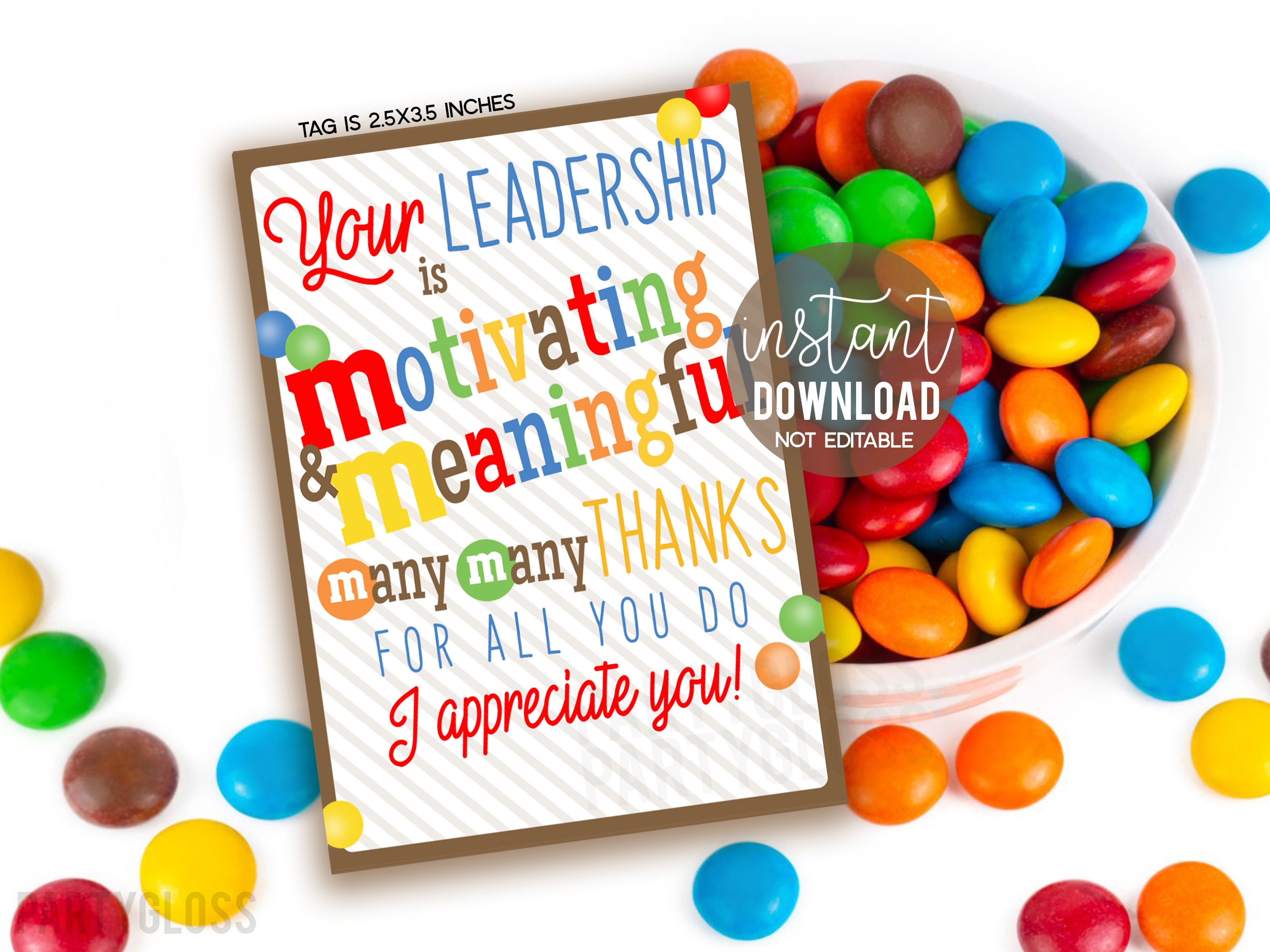 Leadership Appreciation Printable Gift Tags, School Principal Thank You ...
