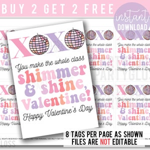 Shimmer and Shine Valentine's Day Printable Tag, Disco Aesthetic ...