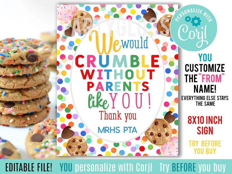Editable Parent Appreciation Printable Sign Cookie Tag Gift for ...