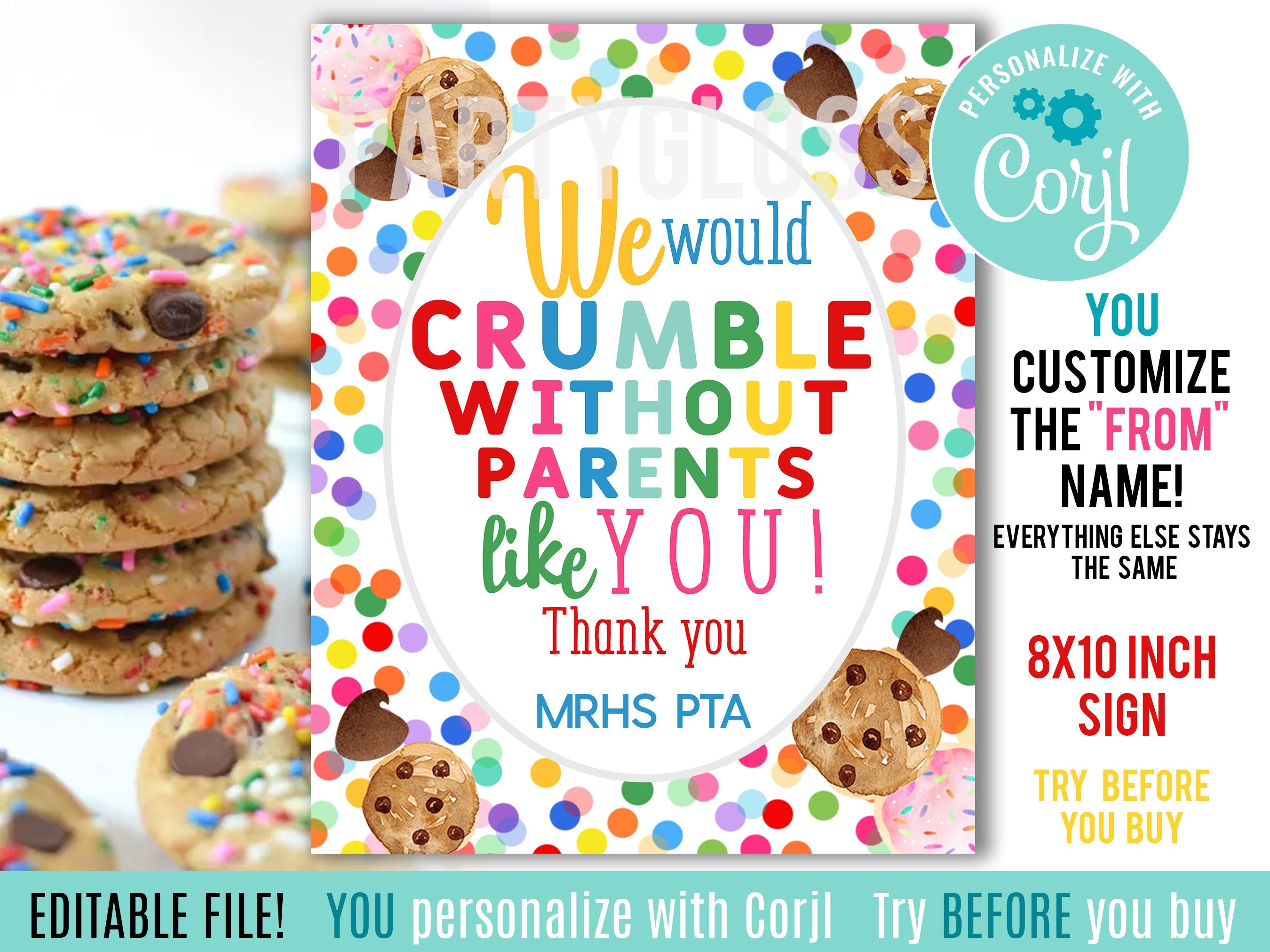 Editable Parent Appreciation Printable Sign Cookie Tag Gift for ...