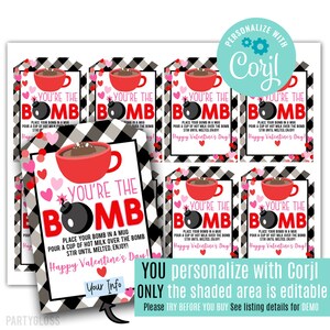 Editable Hot Chocolate Bomb Valentine's Day Printable Tag Cocoa ...