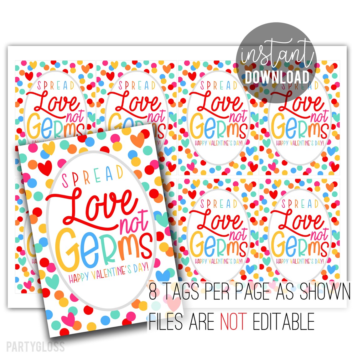 Hand Sanitizer Valentine's Day Printable Card Sanitizer | Etsy