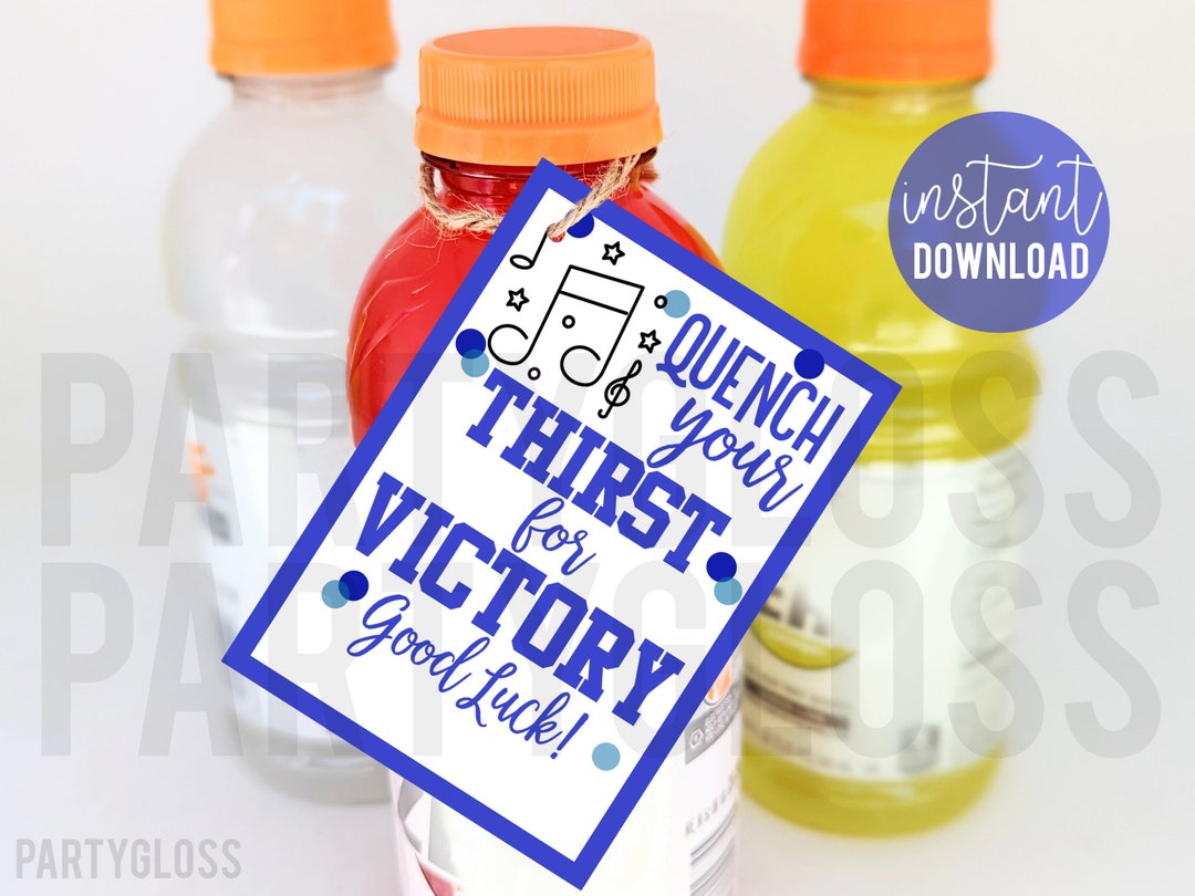 Blue Music Good Luck Printable Tags, Quench Your Thirst for Victory ...