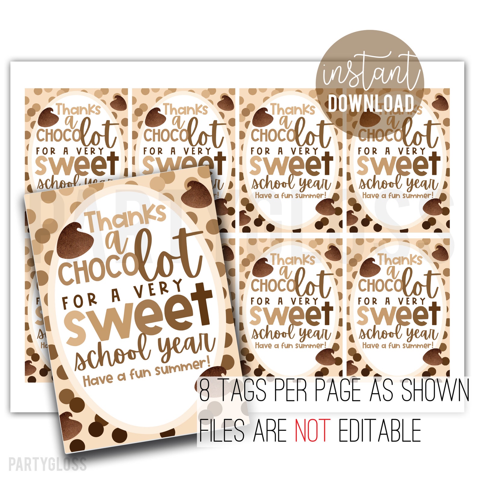 End of the Year Chocolate Printable Tag Chocolate Printable - Etsy