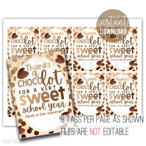 End of the Year Chocolate Printable Tag | Chocolate Printable | Student ...