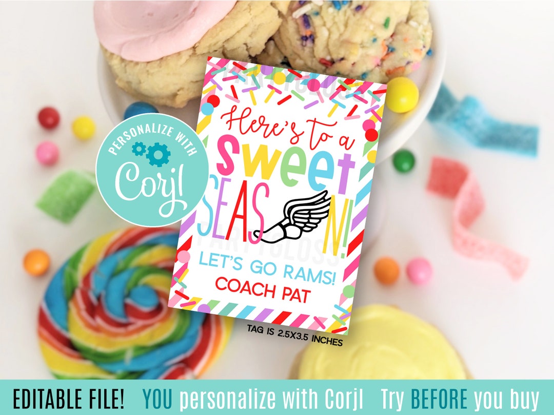 Editable Track and Field Here's to A Sweet Season Printable Gift Tags ...