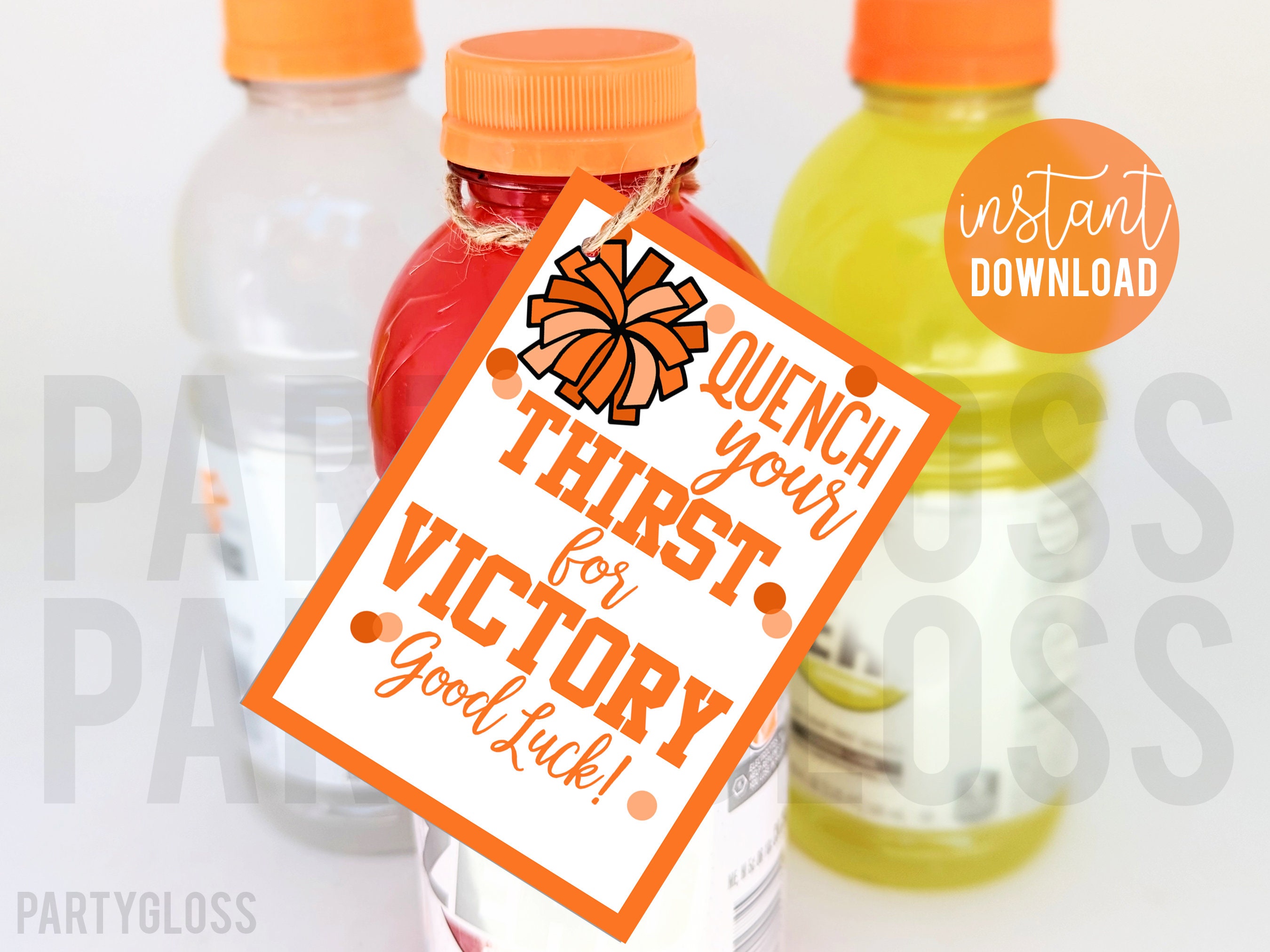 Orange Cheer Good Luck Printable Tags, Quench Your Thirst for Victory ...