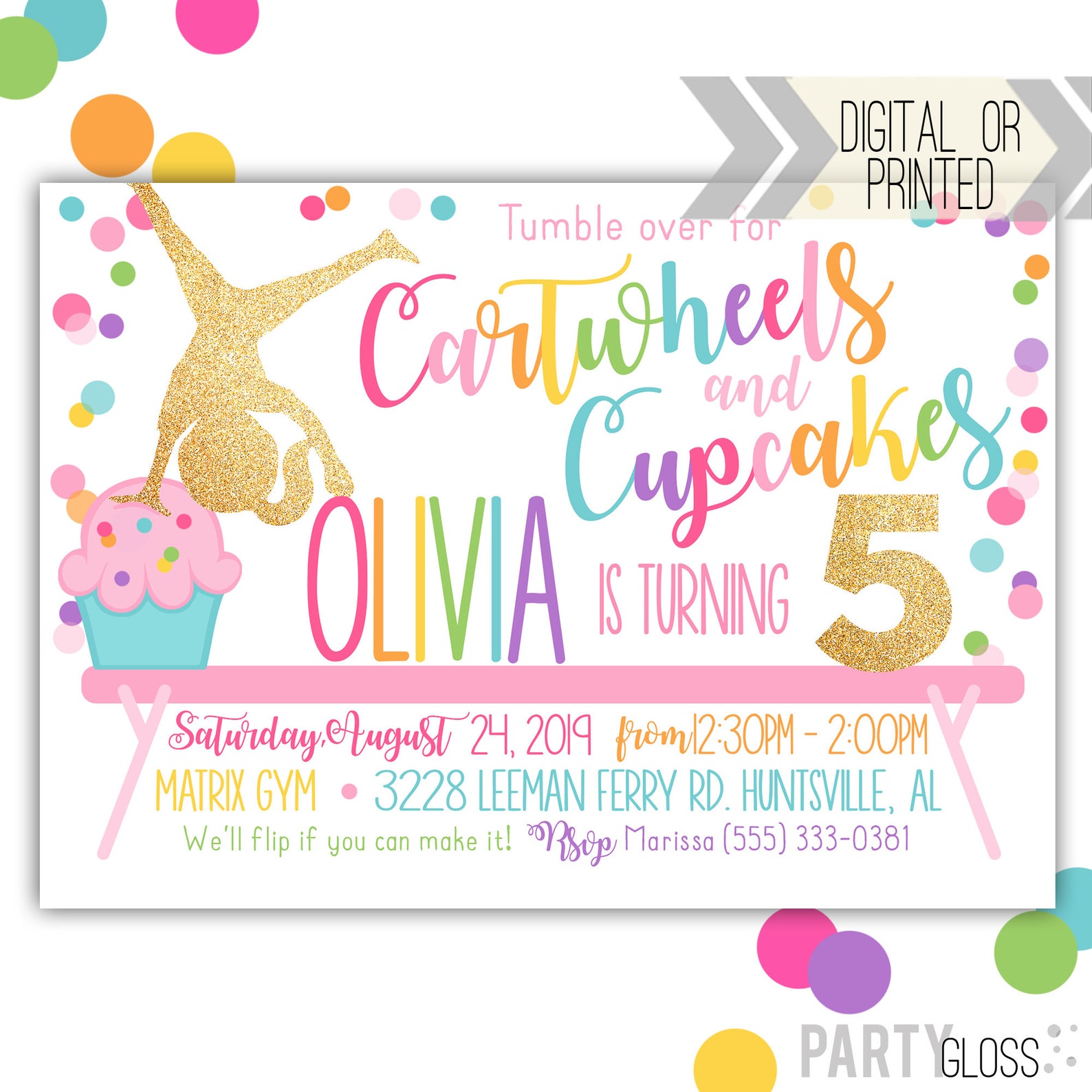 Cartwheels and Cupcakes Digital or Printed Gymnastics - Etsy