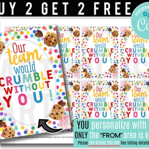 Editable Cookie Team & Coach Appreciation Printable Gift Tags Our Team ...