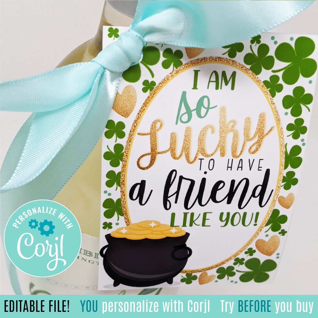Editable St. Patrick's Day Printable Tags, Friends Gift Tag, Lucky to ...