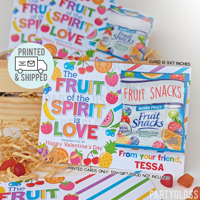 Printed and Shipped Fruit Snack Valentine's Day Cards, Fruit of the ...